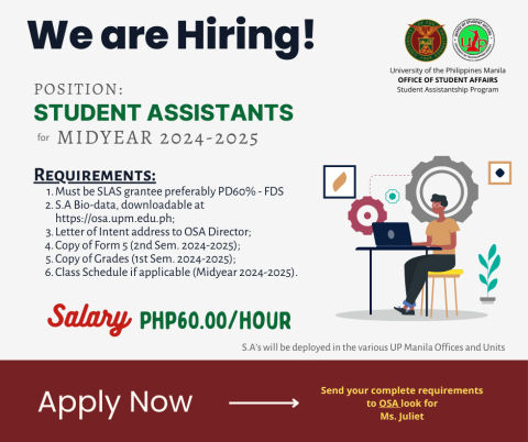 Hiring: Student Assistants | UPM OSA